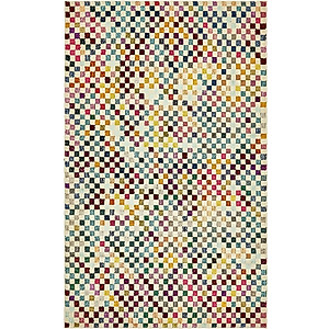 Unique Loom Chromatic Collection Modern Geometric & Vibrant Abstract Area Rug For Any Home Décor (5' 0 x 8' 0 Rectangular, Multi/ Beige)