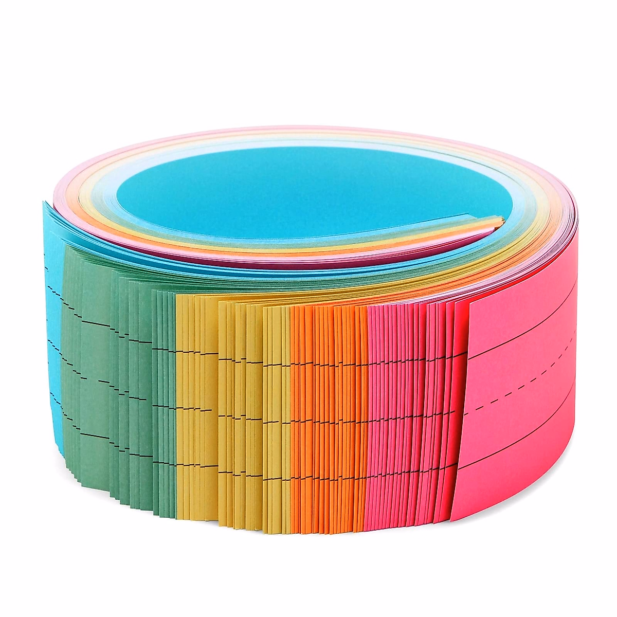 100 Pack Sentence Strips for Teachers, 3 x 24 Lined Paper Borders for Classroom, Bulletin Board, 5 Colors