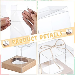 Ctosree 50 Sets Clear Plastic Cupcake Boxes 3.5 Inches Single Cupcake Containers with 100 Pcs Cupcake Liners Cupcake Containers Baking Cups Single Cupcake Holders Cupcake Storage for Cake Dessert