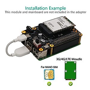 70 3G/4G LTE Base Hat for Raspberry Pi 4/3/2/B+ Module Computer Board to USB with SIM Card,3G/4G LTE to USB Module,3Amps Efficient and Low Quiescent Current Power,for Desktop PC/Laptop