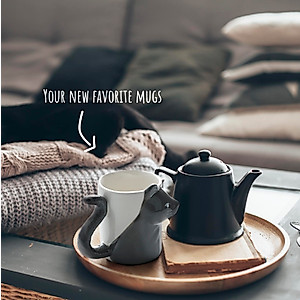 MIAMIO - Kissing Cat Mugs Set/Coffee Cups, Cat Lover Gifts for Men/Women