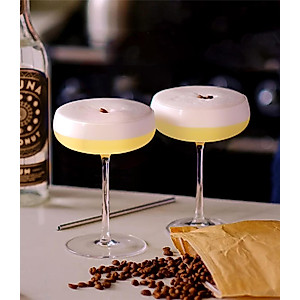 Unique Martini Glasses | Set of 4 | 8 oz Crystal Round | Art Deco Cocktail Glasses Set for Pisco Sour, Mixed Drinks | Hand-Blown Fancy Champagne Coupe Glass