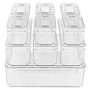 Modern-Depo 10 PCS Refrigerator Organizer Bins Food Containers with Various Size Storage Bins for Fridge, Countertop, Cabinets & Pantry