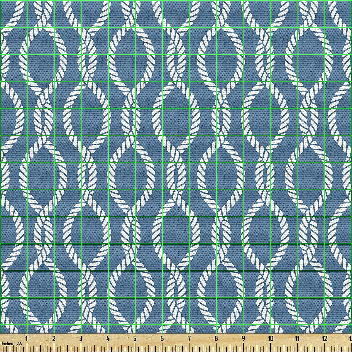 Ambesonne Nautical Fabric by The Yard, Oceanic Art Themed Monochrome Pattern of Integrating Look Modern Stripes Print, Decorative Fabric for Upholstery and Home Accents, 3 Yards, White Sea Blue