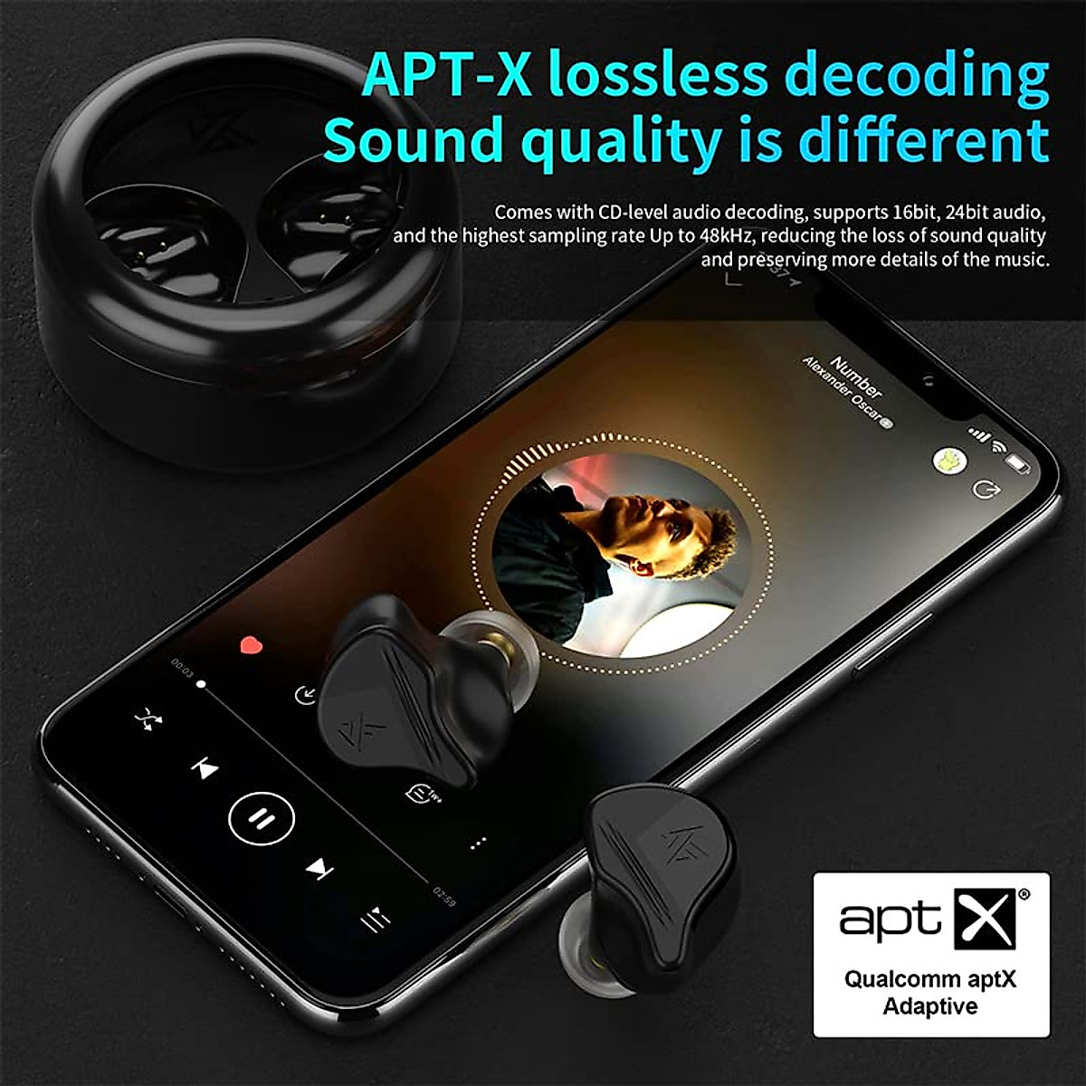 Linsoul KZ VXS TWS 1DD+4BA Hybrid Bluetooth Earphones True-Wireless Headphones Game Sport Earbuds Touch Control Noise Cancelling HiFi Headset