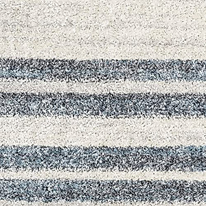 Nourison Astra Machine Washable Mid-Century Modern Ivory Blue 5'3" x 7' Area Rug, Easy-Cleaning, Non Shedding, Bed Room, Living Room, Dining Room, Kitchen (5x7)