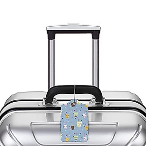 Axrbszi Happy Boba Bubble Tea Print Leather Luggage Tag Name ID Labels with Privacy Cover, for Travel Baggage Bag Suitcase 4 PCS