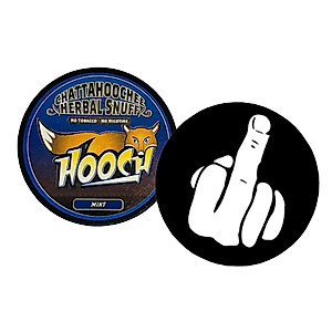 Hooch Herbal Snuff Mint Pouch Packs - 1 Can - Includes DC Crafts Nation Skin Can Cover - Middle Finger