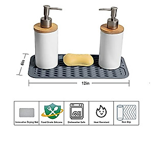 ZLR Silicone Dish Drying Mat for Kitchen Counter- Eco Friendly Food Grade Silicone Drying Mat - Easy to Clean Heat Resistant Multiple Usage Dish Mat - Extra Small (6 inches x 12 inches) - Gray