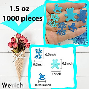 Werich Baby Boy Confetti for Tables Baby Shower Games Gender Disclosure Birthday Party Glitter Metallic Foil Table Scatters Confetti for Party Decorations DIY