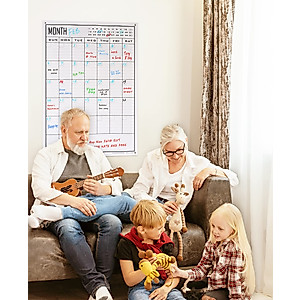 Large Dry Erase Calendar For Wall Monthly,24x36 Inch Big Vertical Blank White Board Calendar Fit to Narrow Wall,Giant Laminated Erasable 30 Day Schedule Planner Poster for Family,Office,Classroom