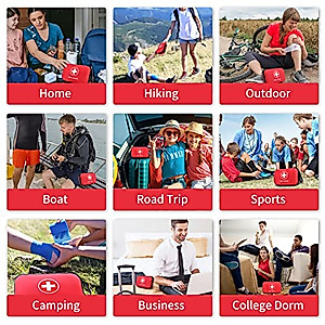 Home-Car-First-Aid-Kit-Camping-Essentials - 263pcs Waterproof Zippers is Ideal for Travel, Office, Boat, Sports, Businesses, Hiking, Emergency Survival (PUMIER)