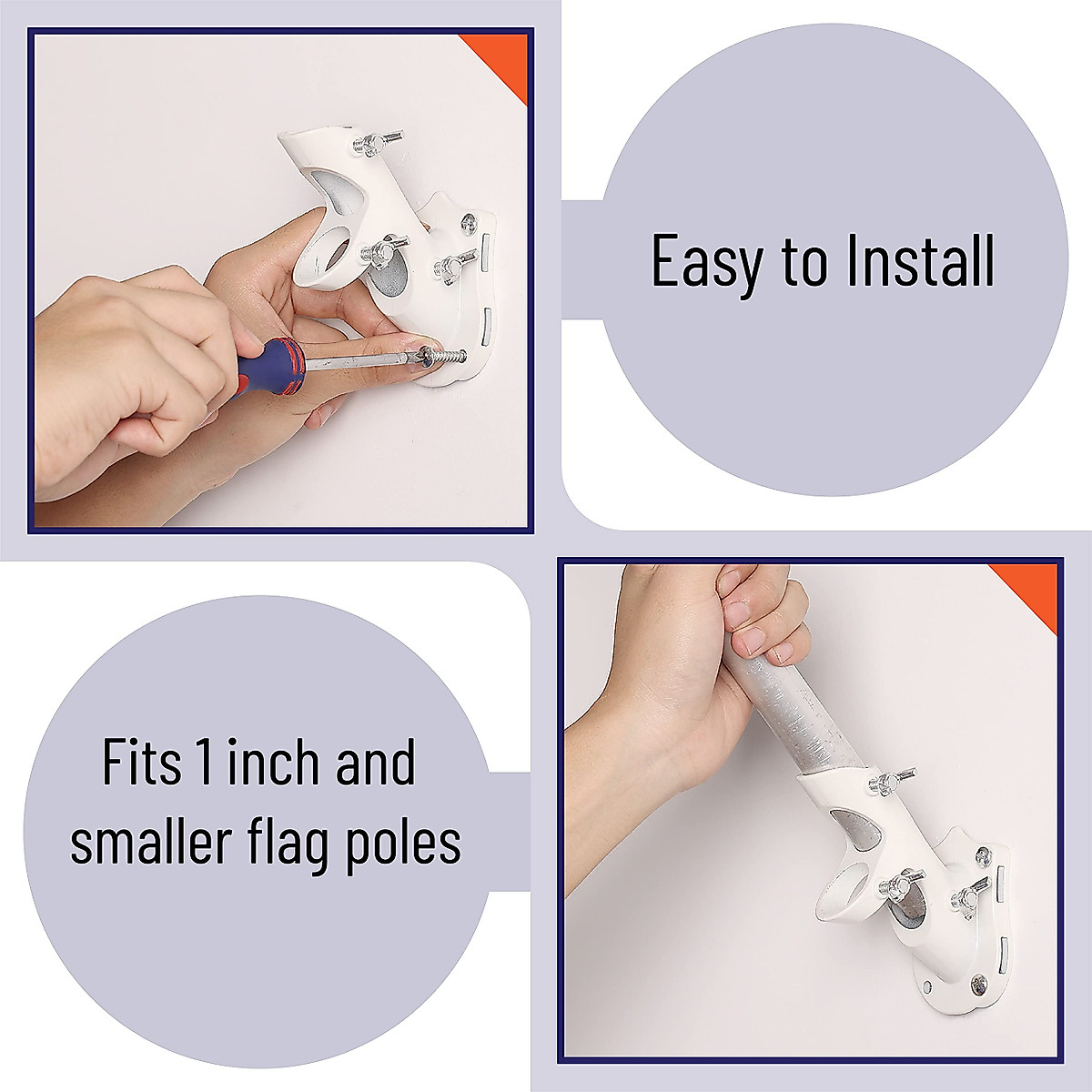 UNCO- Aluminum Flag Pole Holder, Heavy Duty Aluminum Mount, Flag Pole Bracket, Flag Pole Holder Mounting Bracket, Flag Pole Brackets for House, Flag Pole Mounting Bracket, Flag Pole Holder for House