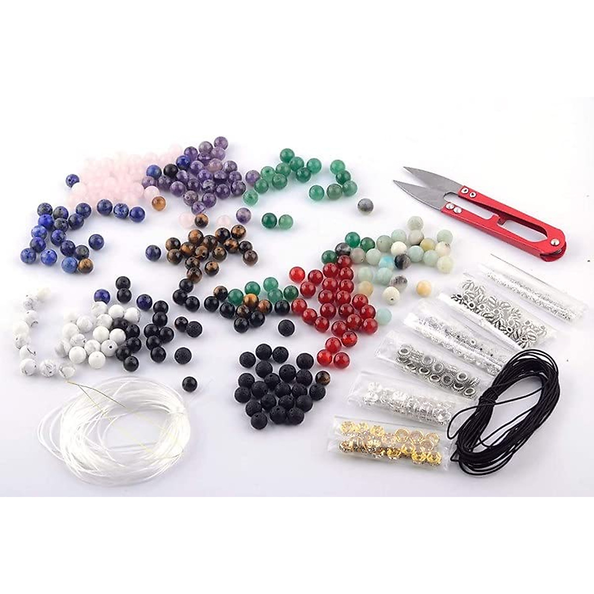 Marycan 8mm Crystal Beads for Jewelry Making, Natural Stone Healing Beads for Bracelets, Gemstone Beading & Jewelry Necklace Making DIY Kit for All People