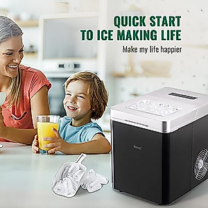 Ice Maker Countertop 9 Pcs Bullet ice in 8 Mins, 33LBS in 24Hrs, WANAI Portable Ice Machine with Auto Self-Cleaning, Ice Scoop & Basket, Two Size for Home/Office/Kitchen/Bar