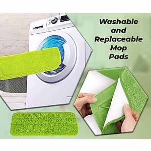 ARSUK Spray Mop Refill Pads Microfiber Replacement Heads Premium Wet/Dry Flat Mop Floor Cleaning Machine Washable Reusable 16 x 5.5 inches ( 3 Pack Green)