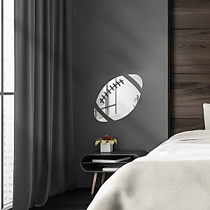 ODOTTAA, Sports Theme Football Shaped Acrylic Mirror Art Sticker for Wall Decor for Boys Bedroom, Dressing Room, Wardrobe, Door