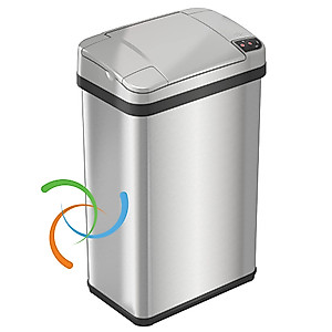 iTouchless 4 Gallon Sensor Trash Can with AbsorbX Odor Filter and Air Freshener, Stainless Steel 15 Liter Waste Bin for Bathroom, Bedroom and Office