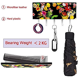 Coat Rack Wall Mounted, 5 Rail Wall Decorative Hooks Hanging for Clothes Hat Towel Purse Key, 7 Inches, 4.4lbs(Max), Fruit Pineapple Lemon Banana