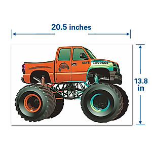 Monster Truck Wall Stickers, Truck Wall Decals for Boy’s Bedroom, Gift for Kids, Car Décor for Baby Boys Kids Bedroom Nursery or Man Cave