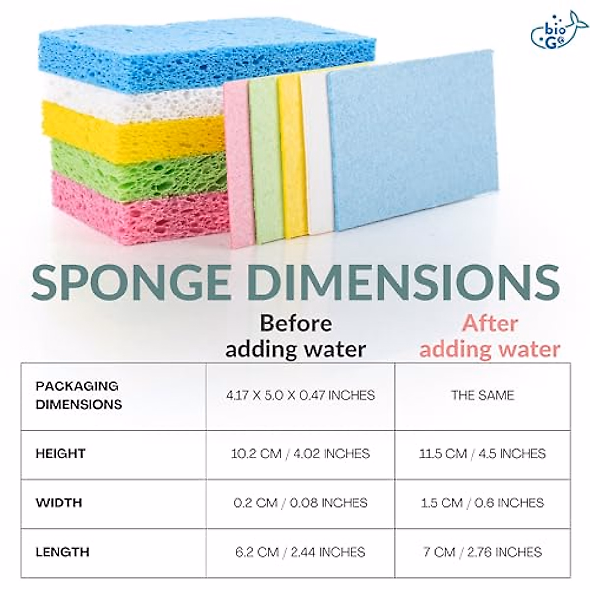 bioGo 10 Pack Compostable Pop-Up Sponges - Expanding, Non-Scratch, Plant-Based Dish Sponges - 10 Color Sponges - Compostable Pop Up Sponge - Rainbow Sponges - Kitchen Pop Up Sponges