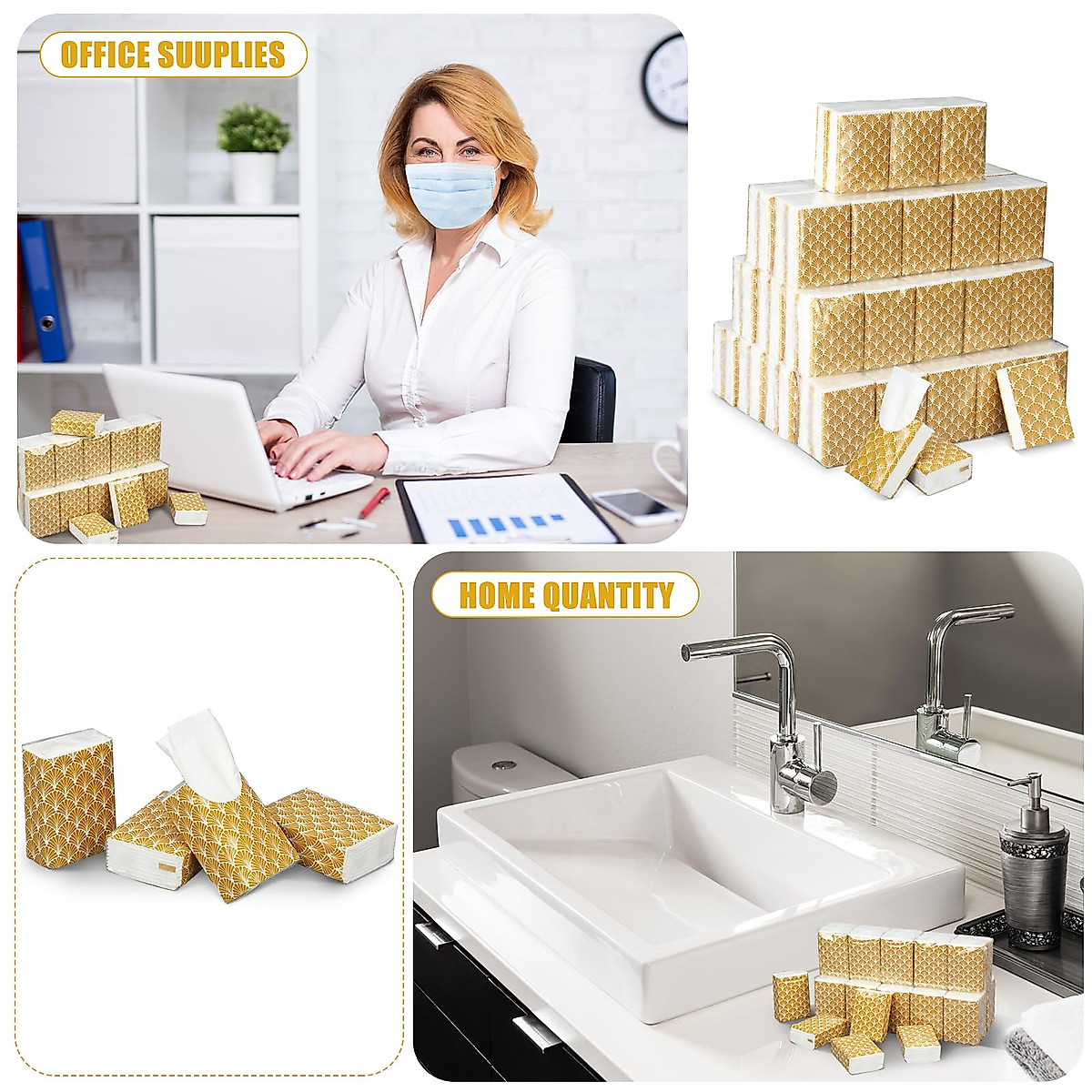 Therwen 100 Pack Pocket Tissues Travel Packs Bulk 1000 Sheet Mini Tissues Bulk 3 Ply Small Travel Size Paper Individual Pocket Size