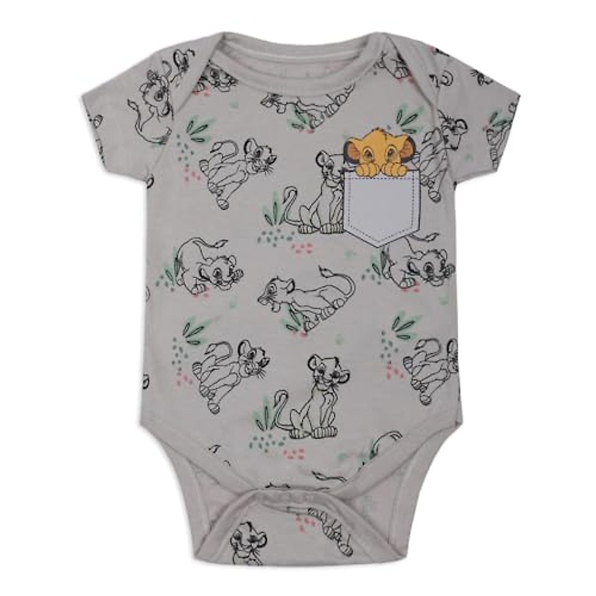 Disney Lion King Simba Boys’ 3 Pack Bodysuits for Newborn – Yellow/Brown/White