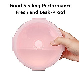 Collapsible Bowls Pink Kitchen Accessories Silicone Food Storage Meal Prep Containers with Lids Airtight Reusable for Camping Flat Box Stacks, BPA Free, Cute Freezer Microwavable Travel Food Container