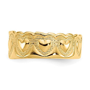 IceCarats 14K Yellow Gold Heart Love Adjustable Toe Ring Open Midi Band Summer Beach Jewelry