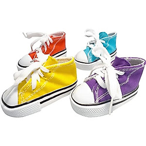 5604 Pk4 Sneaker Shredders Mandarin Bird Toys by M&M - Mini Cotton Canvas Rubber Sole Aglet Lace Foot Toy, Easy to Stuff with Material, Perfect for Parrot Parrotlet Budgie Cockatiel African Grey