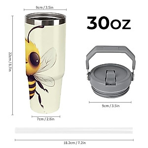 YTLKGFP 30 Oz Large Capacity Car Cup Cute Bee Tumbler with Handle Straw Lid Insulated Stainless Steel Water Bottle Travel Mug Leak-proof Car Cup Keeps Cold Or Hot