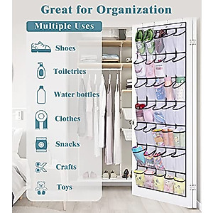 MISSLO 35 Large Pockets Over The Door Shoe Organizer Sturdy Oxford Fabric Hanging Shoe Rack for Door Mesh Closet Shoe Holder Hanger, White