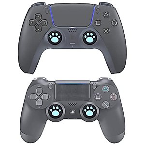 9CDeer Performance Joystick Analog Stick Thumb Grips Set of 6 Compatible with PS5, PS4, Xbox Series X/S Xbox One, Switch Pro Controller Cat's Paw Black & Blue