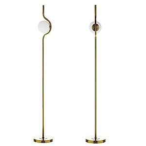 MELIFO Floor Lamp,Standing Lamp with Frosted Glass Globe,Morden Glod Tall Lamp with Foot Pedal.Mid Century Floor Lamps for Living Room,Bedroom,Office,Reading (Gold)