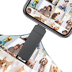 Flash Drive for Phone Photo Stick 128GB USB 3.0 Photostick Phone Memory Stick Storage External Storage Thumb Drive for Smart Phone,Android,PC Computer and Tpye-c Devices 4 in 1 Driver (128GB, Grey)