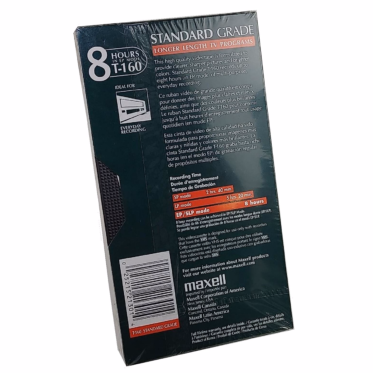 Maxell T-160 Std Standard Grade Videocassette