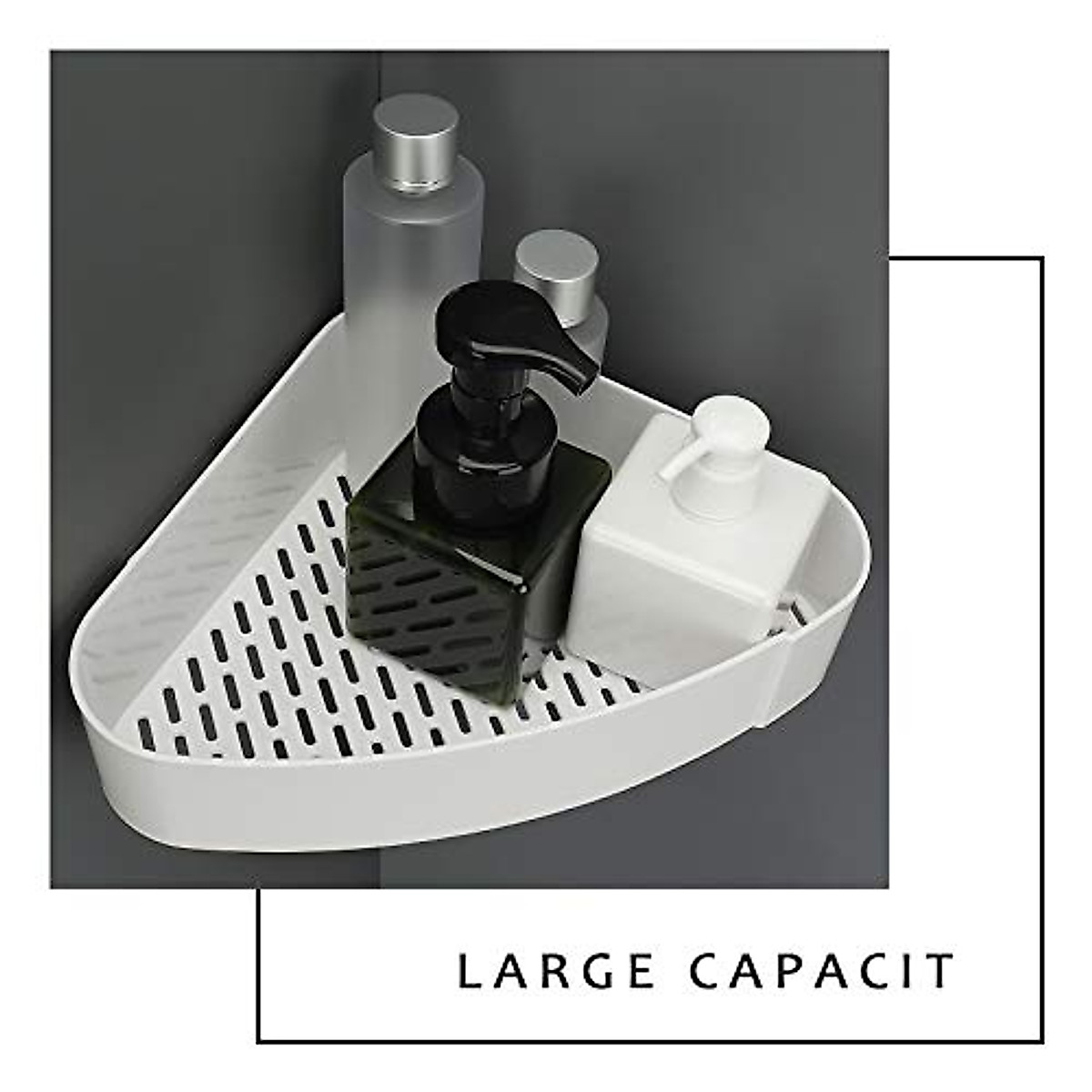 FOBBHOME Adhesive Corner Shelf Bathroom Shower Caddies Organizer Shower Corner Shelf Bathroom Shelf Drilling Wall Mount Storage Rack