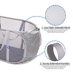 Tenrai Tear Proof Pop Up Laundry Hampers, Easy to Collapsible Laundry Basket, Easy to Carry & Go Up and Down Stairs, Mesh-Breathable, with Strong Handles Laundry Hamper. (1.5 Loads)