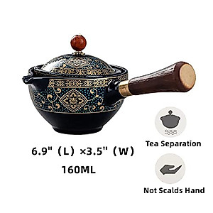 WOLIGECA Porcelain Chinese/Japanese Kung Fu Tea Set, Portable Teapot Set with 360 Degree Rotating Teapot and Tea Strainer,All in One Gift Bag for Travel,Office,Home and Outdoor