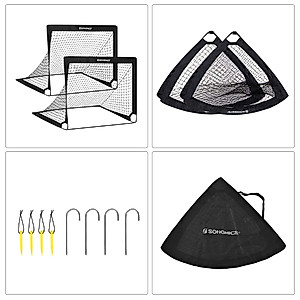 SONGMICS Kids Soccer Goals for Backyard, 4x3 ft Portable Soccer Nets Training Equipment, Toddler Soccer Goal with Carrying Bag, for Field, Black USZQ122B02