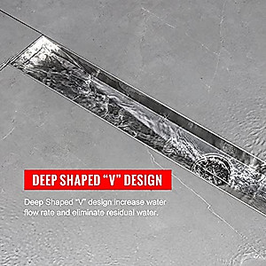 SaniteModar 24 inch Linear Shower Drain comes with Tiled Stealth and 304 Stainless Steel Brushed Polished 2 in 1 Panels.Tile Insert Shower Drain is Equipped Adjustable Feet,Hair Filters