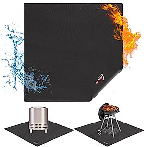 DocSafe 40" Square Fire Pit Mat Under Grill Mat,Fireproof Mat 4 Layers Fire Pit Pad Protect for Deck Patio Grass Outdoor Wood Burning Fire Pit and BBQ Smoker,Portable Reusable and Waterproof,Black