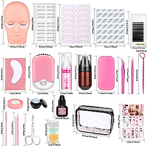404 Pcs Professional Lash Extension Supplies Kit with Lash Clusters,Lash Fan, Extension Glue,Eyelash Remover,Tweezers, Eyelash Extension Kit for Beginners