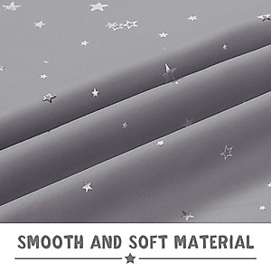 PrinceDeco Blackout Kids Curtains for Bedroom Thermal Insulated Silver Twinkle Star Curtains for Boys Antique Grommet Top Window Treatment 2 Panels Drapes for Nursery (52" W x 63" L, Grey/Silver)