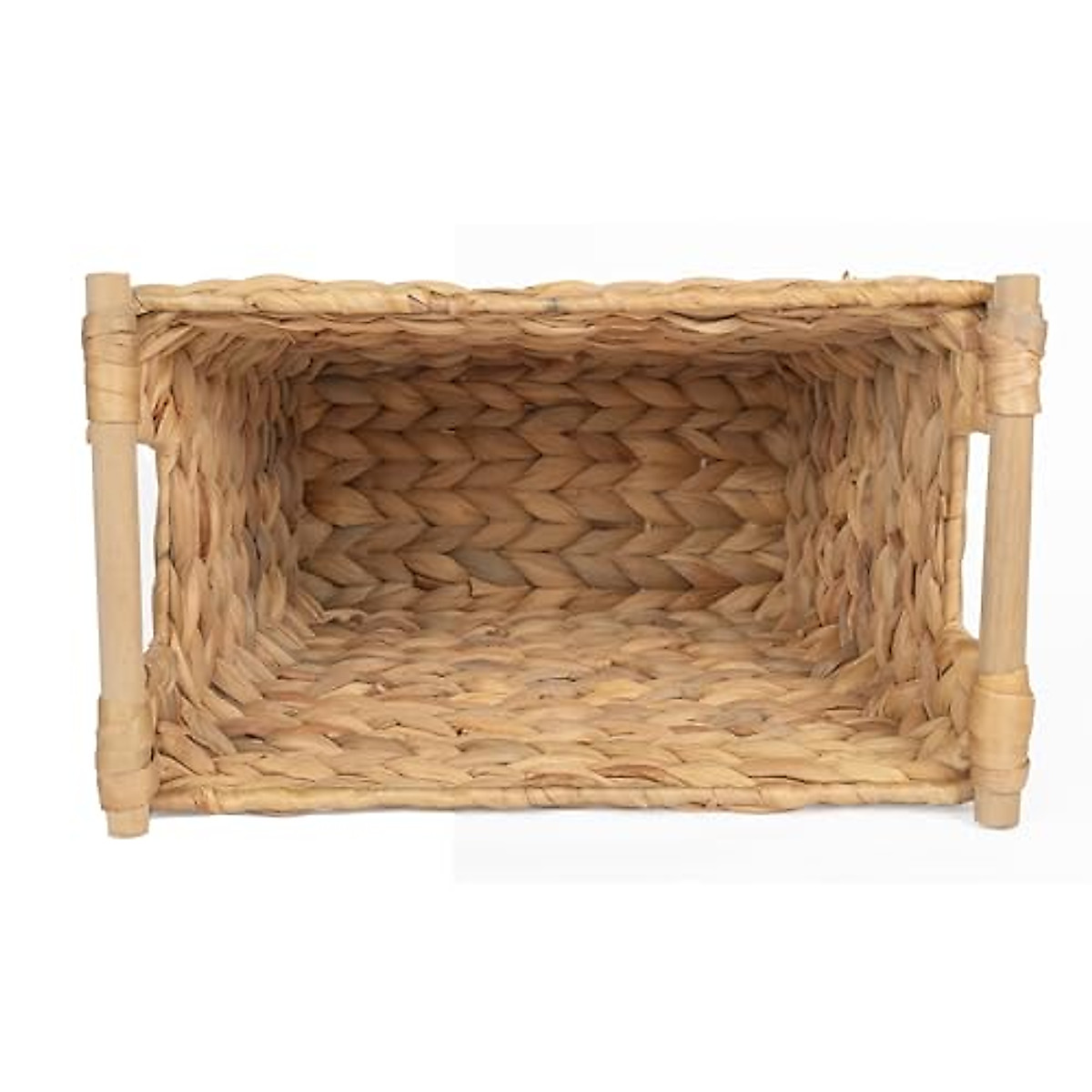 Wicker Trash Basket with Wooden Handles | Wicker Bathroom Trash Can | Woven Trash Can | Wicker Waste Basket for Bathroom, Bedroom, Living Room, Office