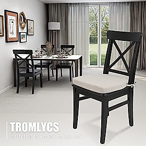 Tromlycs Chair Pads for Dining Chairs Cushions Kitchen 4 Pack Room Seat Indoor U Shaped Non Slip with Ties Set 16x17 Inch Farmhouse Light Linen