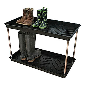 Tierra Garden GP105B Black 2-Tiered Recycled Plastic Boot Tray
