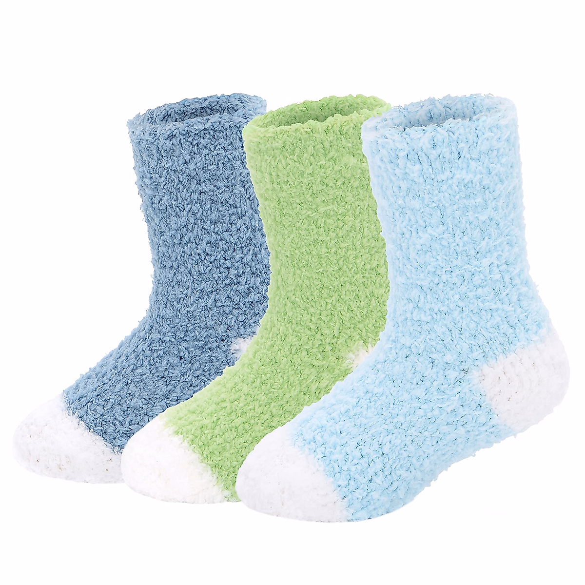 Durio Kids Socks Cozy Socks for Kids Toddler Socks Boys 4t-5t Fuzzy Socks for Girls Boys 4-6 Years Winter Warm Socks Athletic Socks Blue&Cowboy Blue&Green 3-4 Years