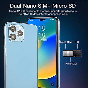 3G Unlocked Cellphone, 6.1 Inch HD Screen, Dual SIM Slots 3G Cellphone,2GB RAM 32GB ROM, Face ID Unlocked Mobile Phone for Android 10 4000mAh(Blue)