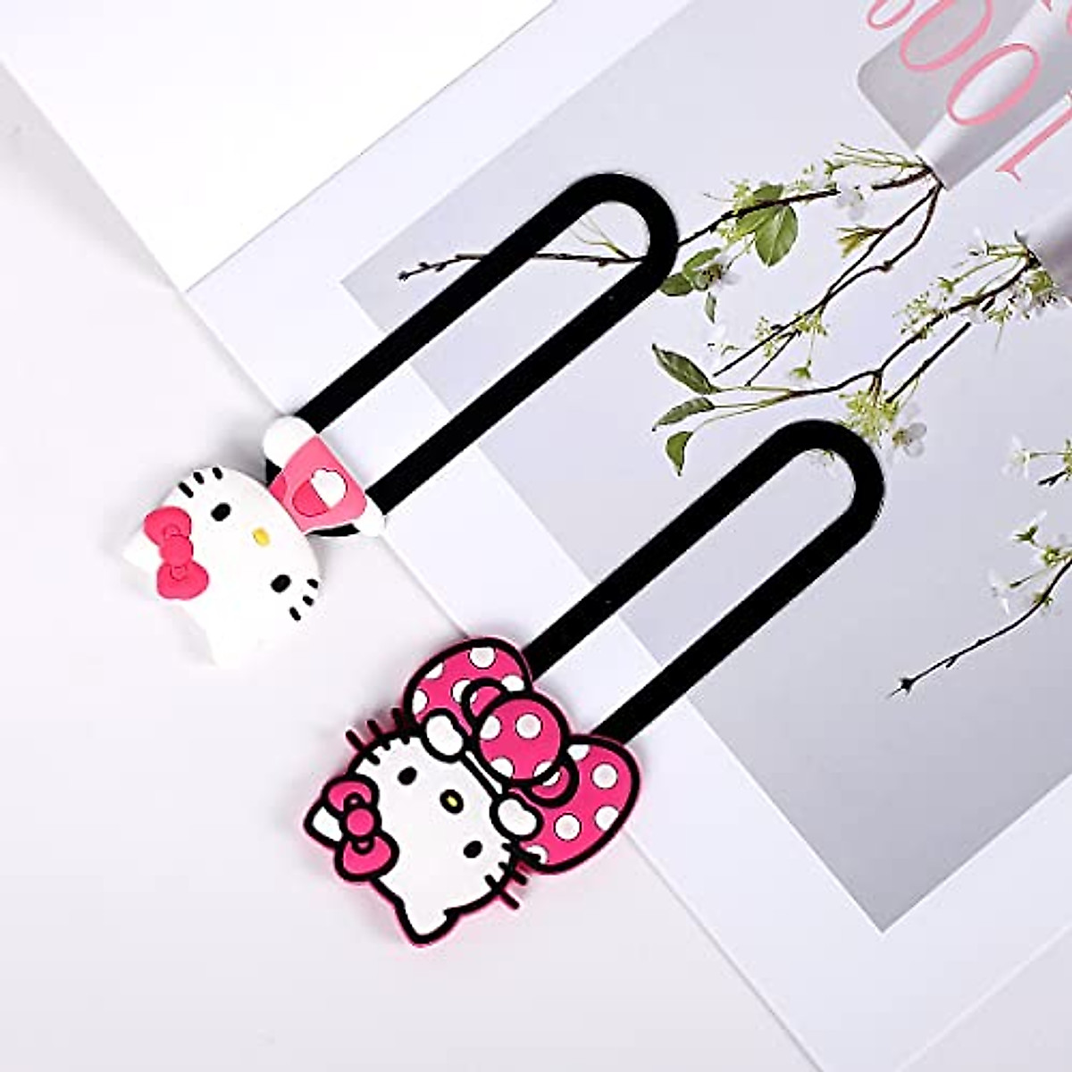 XBY 2 Pack Cat Bookmarks for Kids 3D Non-Slip Bookmark and Page Holder Unique Gift Idea Anime PVC Book Marker Reading Accessories 100th Day of School Gift,Girls,Book Lovers,Students